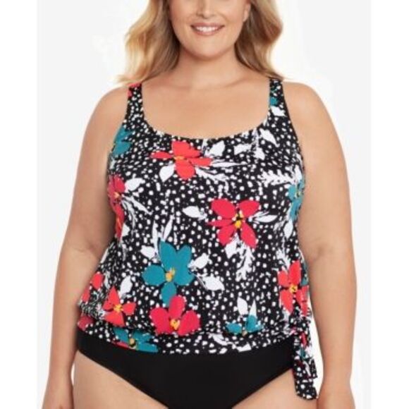 Swim Solutions | Other | Celebration Tie Side Blouson Tankini Top In ...